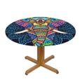 Boho Elephant Floral Psychedelic Fitted Round Tablecloth 90cm with ...