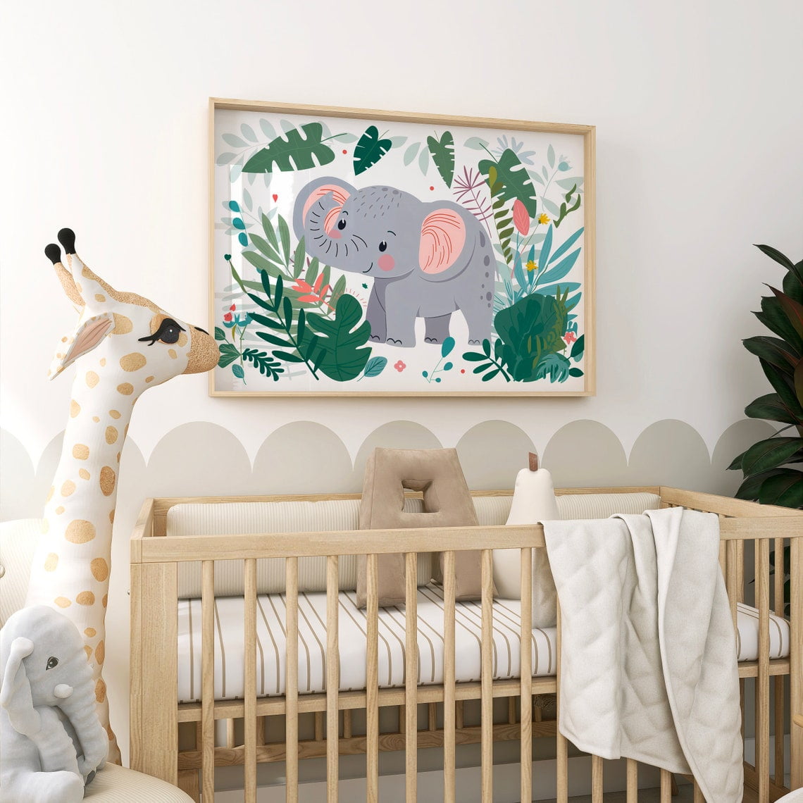 Boho Elephant Nursery Decor, Baby Room Animal Poster, Safari Playroom ...