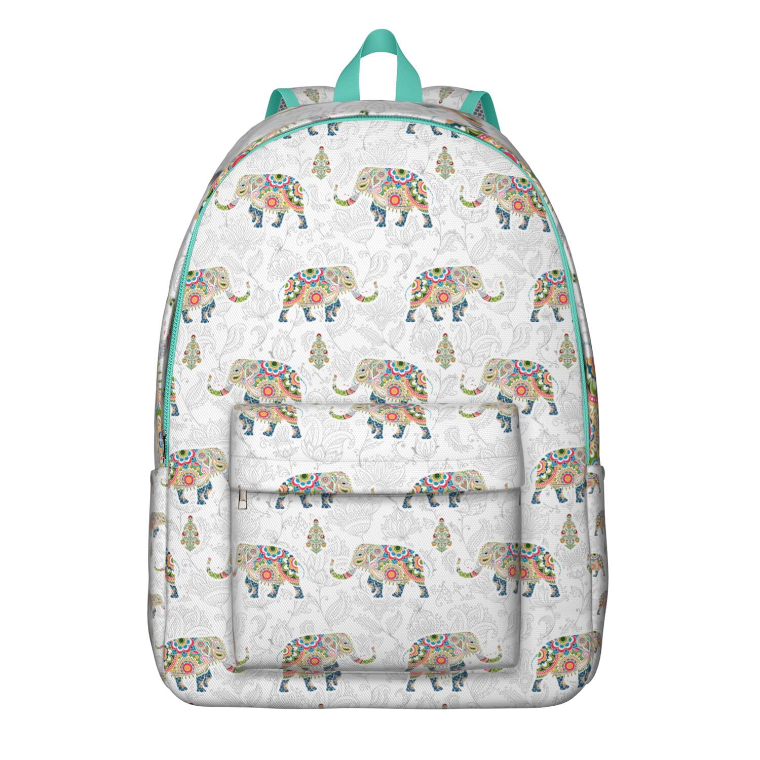 Boho Elephant Tribal Print Backpack, Waterproof School Bag with Retro ...
