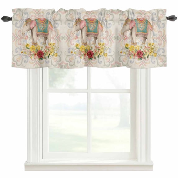 Boho Elephant Valances for Windows Farmhouse Kitchen Curtains Valances ...