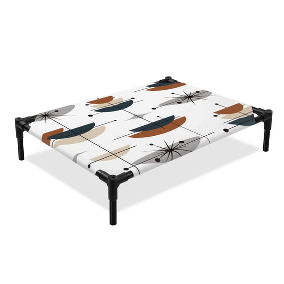 Boho Elevated Dog Bed, Abstract Art Cooling Breathable Outdoor Raised ...