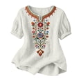 Boho Embroidered Tops for Women Cotton Linen Shirts Flowy Loose Fit ...
