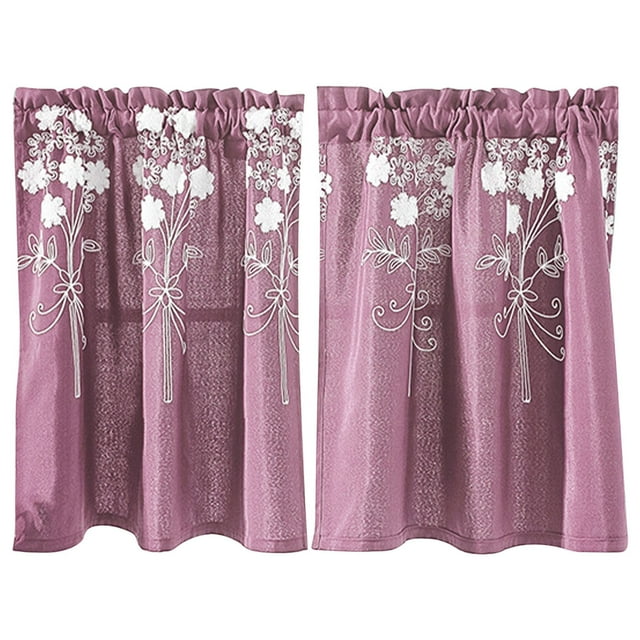 Boho Embroidered Window Kitchen Tier Curtain Lace Window Treatment for ...