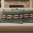 Boho Ethic Pillow Covers Set of 2, Western Aztec Tribal Teal Brown ...