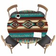Boho Ethic Round Fitted Table Cover Western Aztec Tribal Teal Brown ...