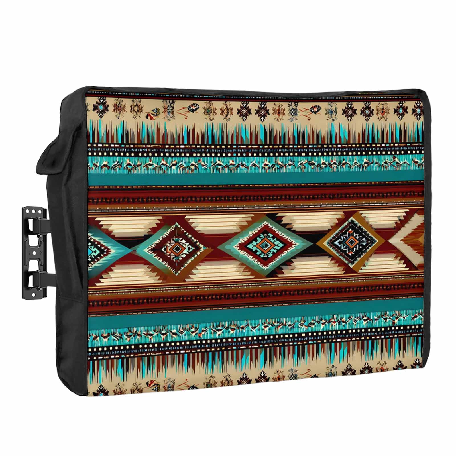 Boho Ethic Waterproof Outdoor TV Cover, Western Aztec Tribal Teal Brown ...