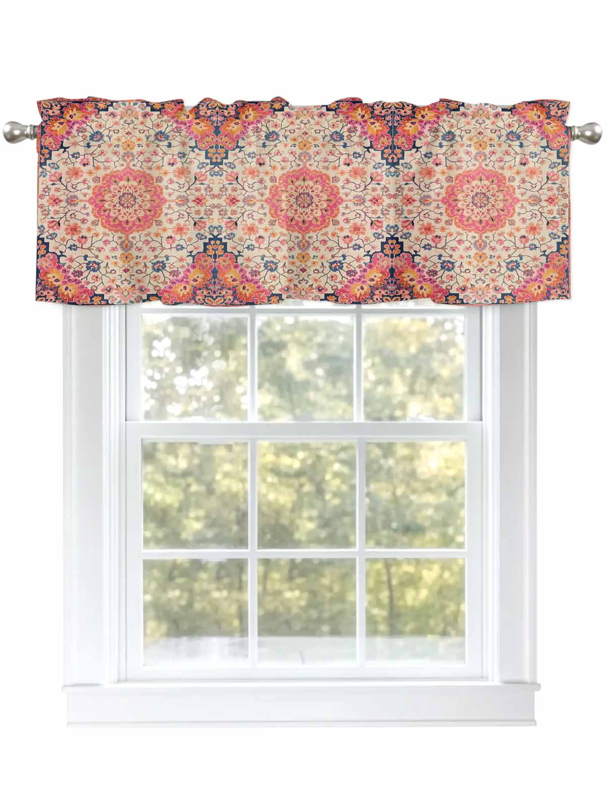 Boho Ethnic Curtain Valances for Windows, Southwest Aztec Tribal ...