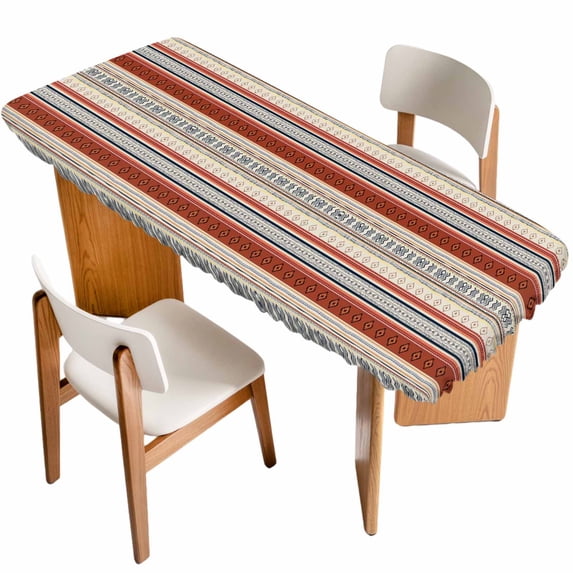 Boho Ethnic Fitted Rectangle Tablecloth 32" x 96" Pastoral Style Lines ...