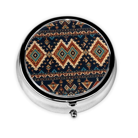 Boho Ethnic Geometric Wall Decor Mini Round Pill Box Portable Small ...