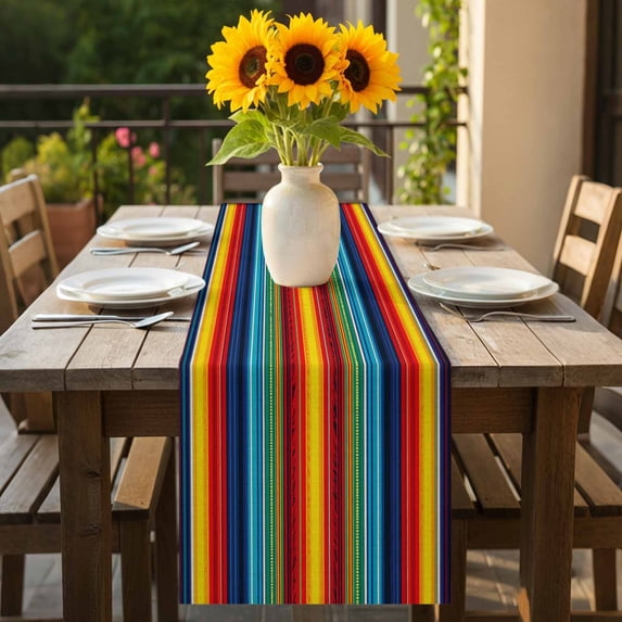 Boho Ethnic Mexican Stripes Table Runner 90 Inch Long Native Colorful ...