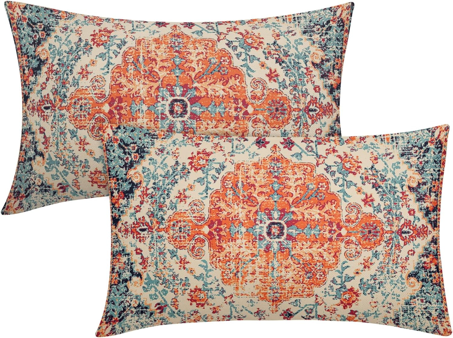 Boho Ethnic Pillow Covers 12x20 Inch Set of 2 Bohemian Rust Carpet ...