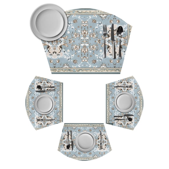 Boho Ethnic Round Table Placemats Set of 4 Wedge Placemats, Blue ...
