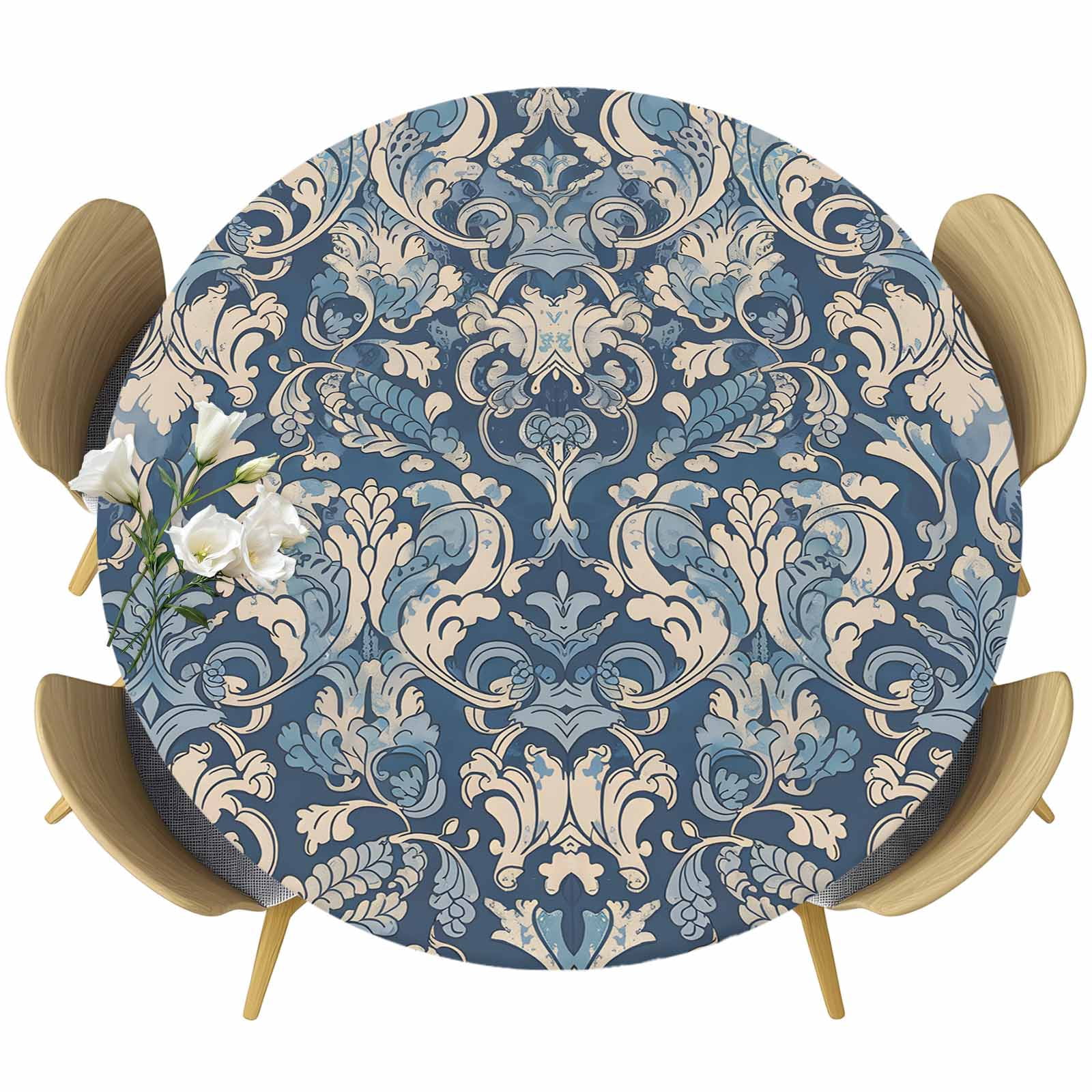 Boho Ethnic Round Tablecloth 36-44 Inch Round Fitted Table Cloth with ...