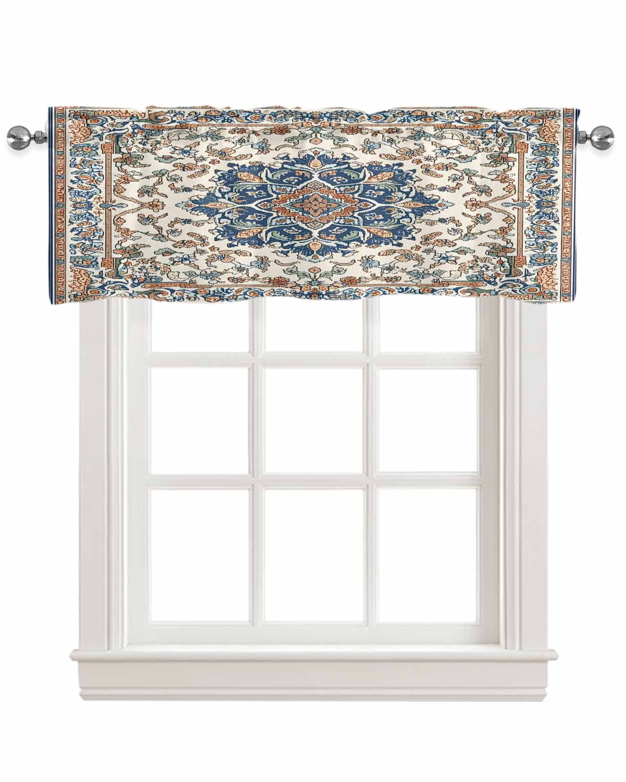 Boho Ethnic Rustic Kitchen Valances for Windows Farmhouse Linen Window ...