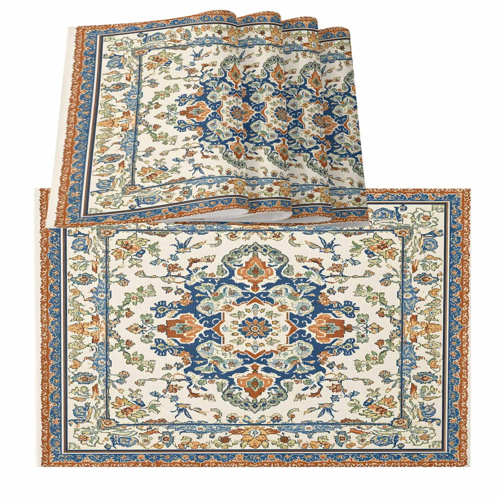 Boho Ethnic Rustic Placemats for Dinning Table Set of 4, American ...