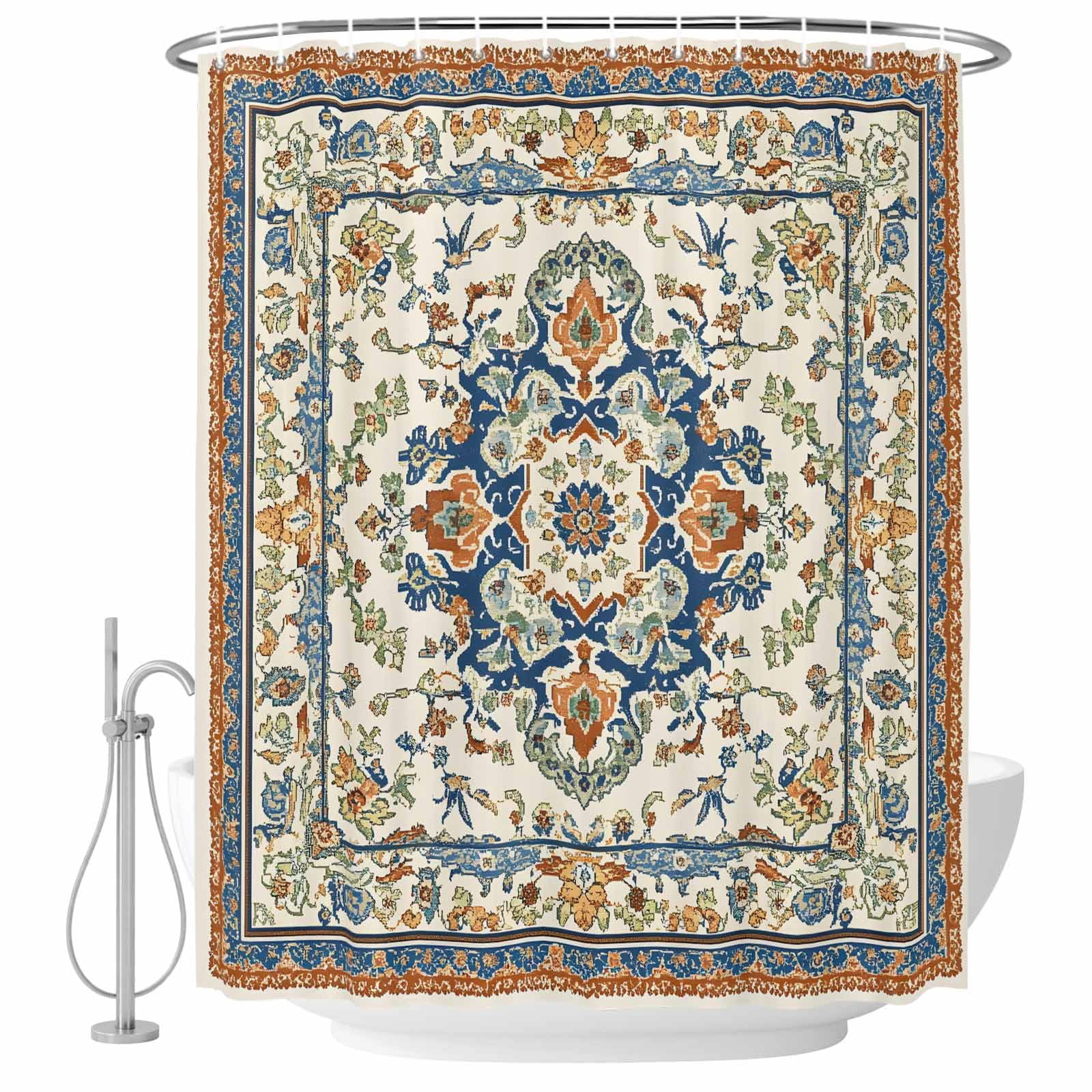 Boho Ethnic Rustic Shower Curtain Set - 48" x 72" Washable Bathtub ...