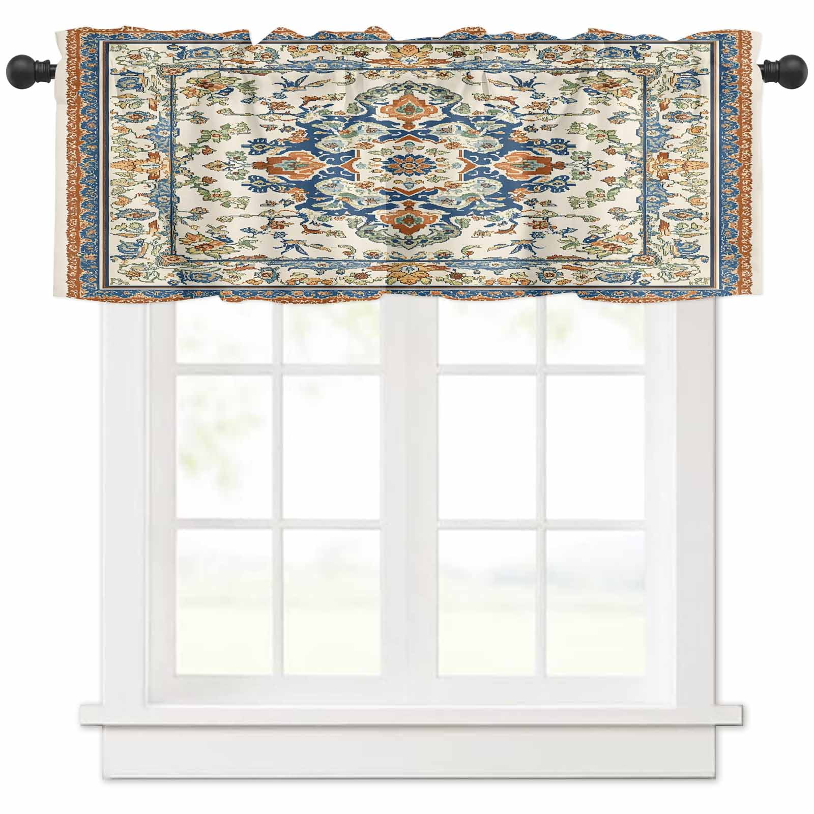 Boho Ethnic Rustic Valances for Windows Farmhouse Kitchen Curtains ...