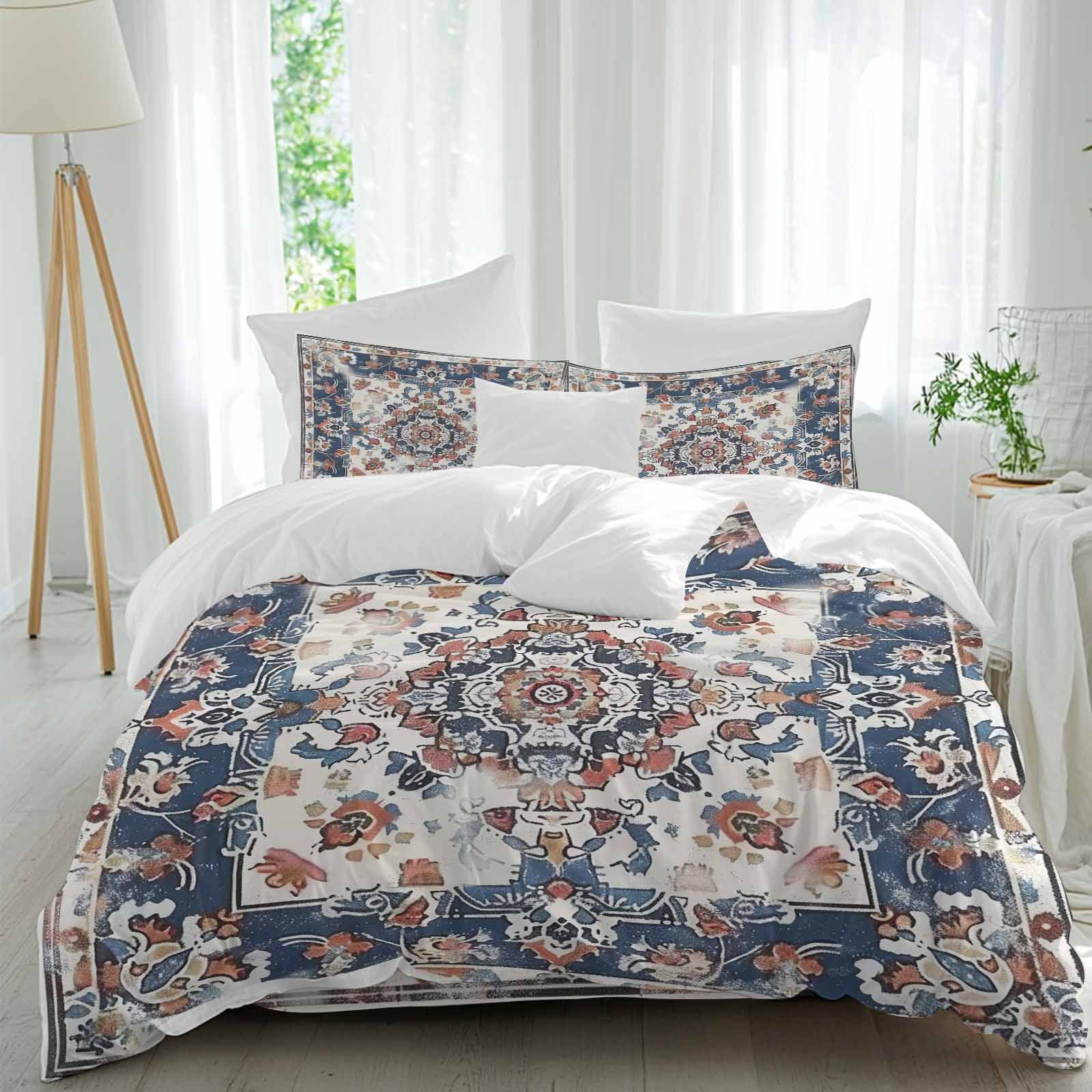 Boho Ethnic Style Comforter Set Twin Size, Retro Floral Texture Soft ...