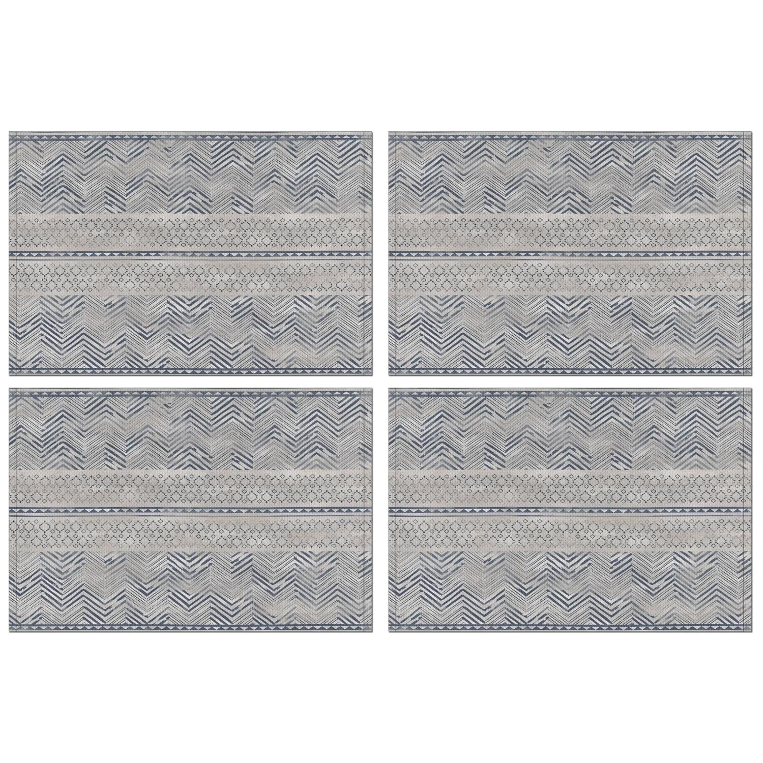 Boho Ethnic Style Placemats Set of 4, 12x18 Inch Cotton Linen Table ...