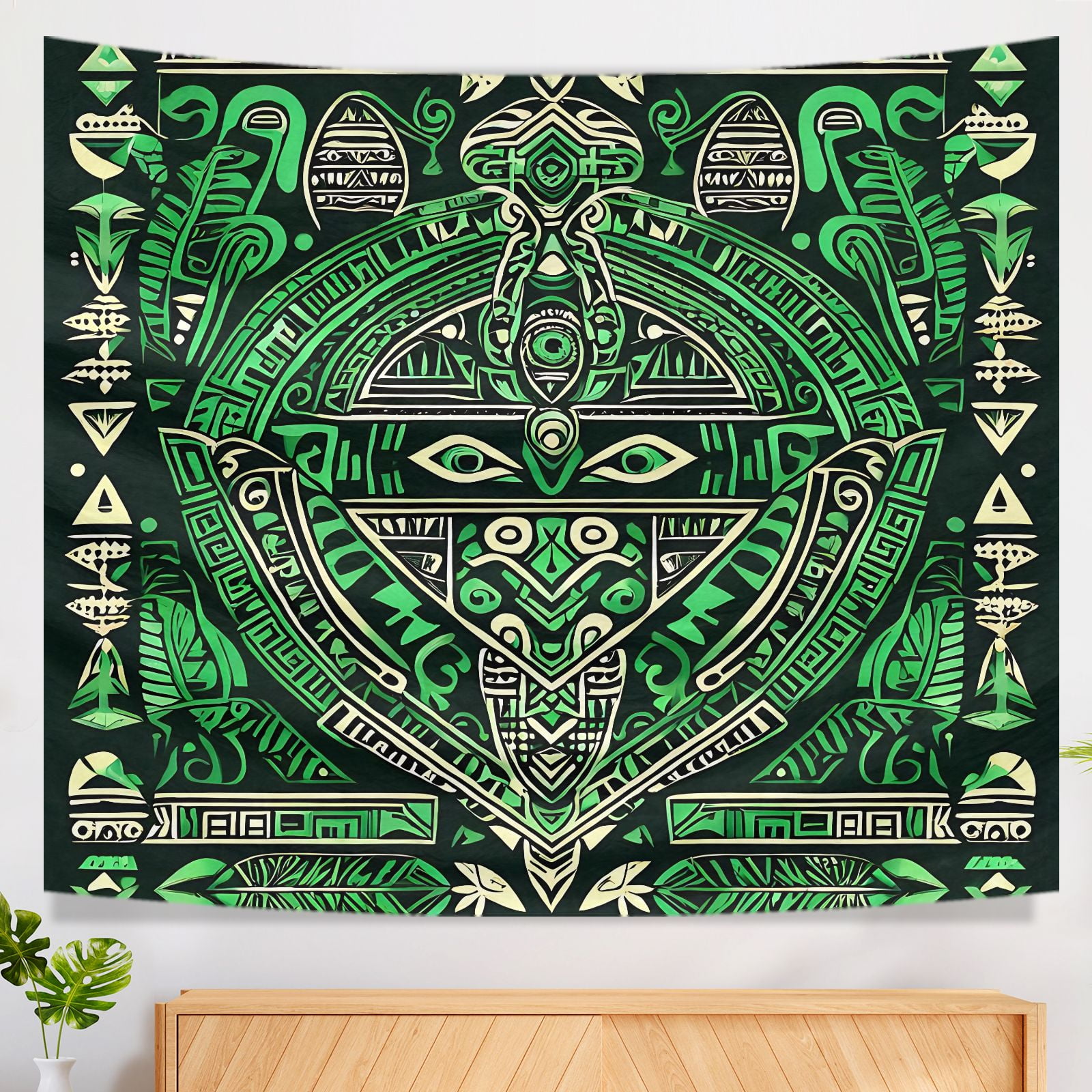 Boho Ethnic Symmetrical Washable Big Tapestry Decorative Geometric ...
