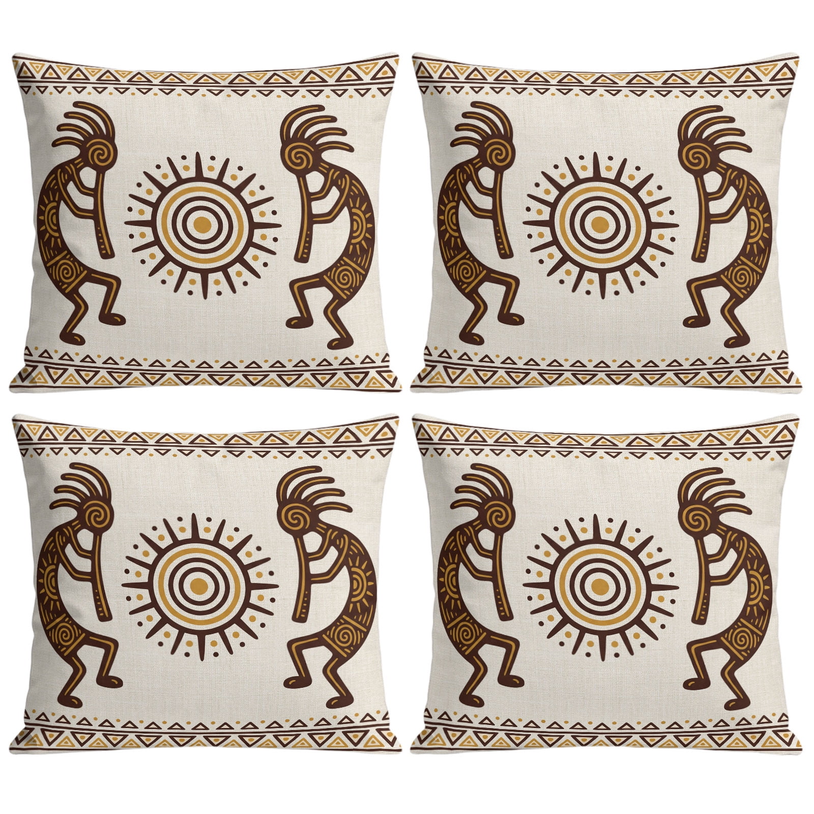 Boho Ethnic Throw Pillow Covers 16 x 16 Inch Pillow Covers Set of 4 ...