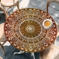 Boho Ethnic Traditional Style Round Fitted Tablecloth with Elastic Edge ...