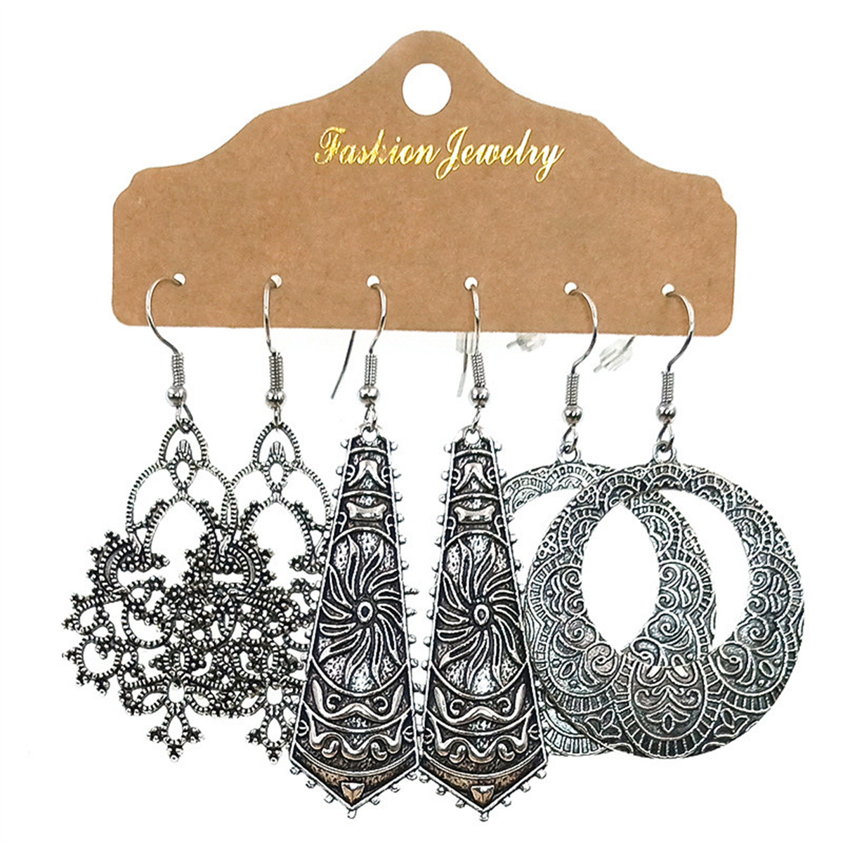 Boho Ethnic Vintage Geometric Earrings Set For Women Fashion Hollow ...