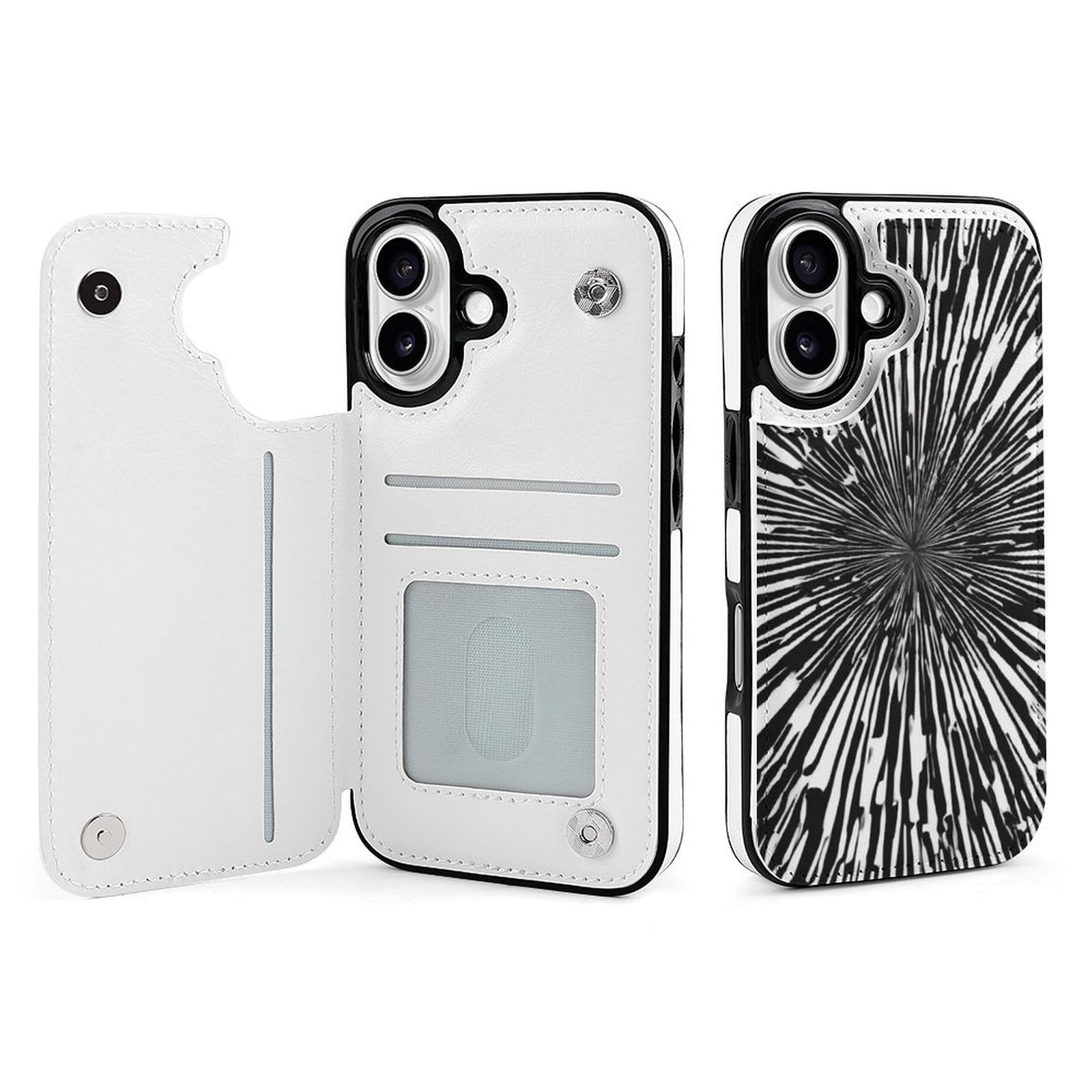 Boho Explode Leather Wallet Case for iPhone 16 15 14 13 12 11 Pro Max ...