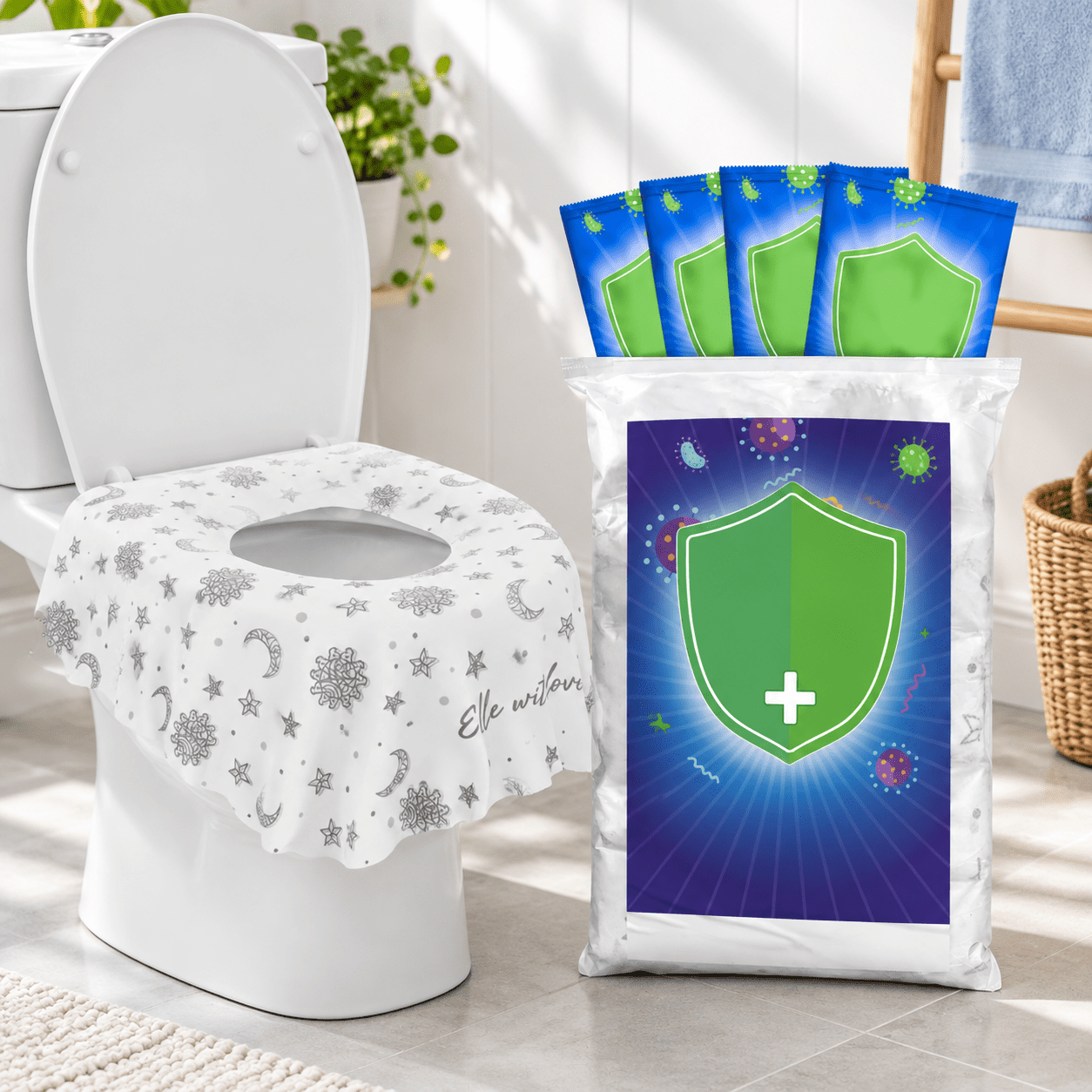 Boho Extra Large Disposable Toilet Seat Covers, 40 Pack for Travel and ...