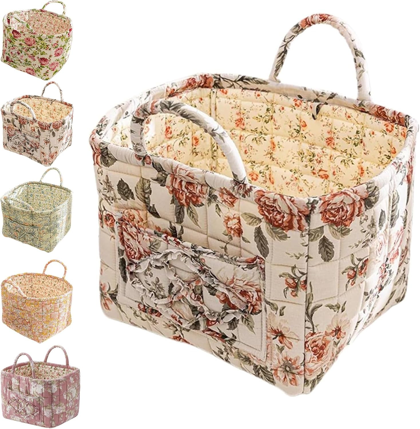 Boho Fabric Storage Basket, Boho Floral Laundry Baskets, Large Capacity ...