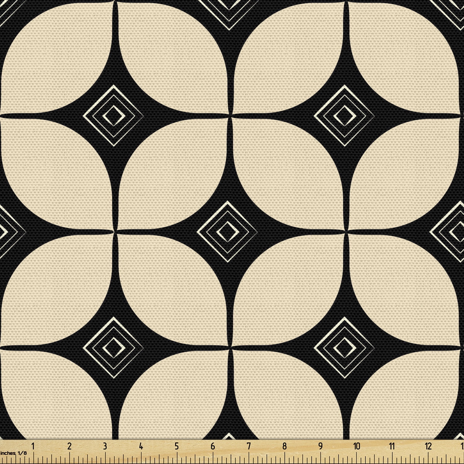 Boho Fabric by the Yard, Repetitive Vintage Composition of Round and ...