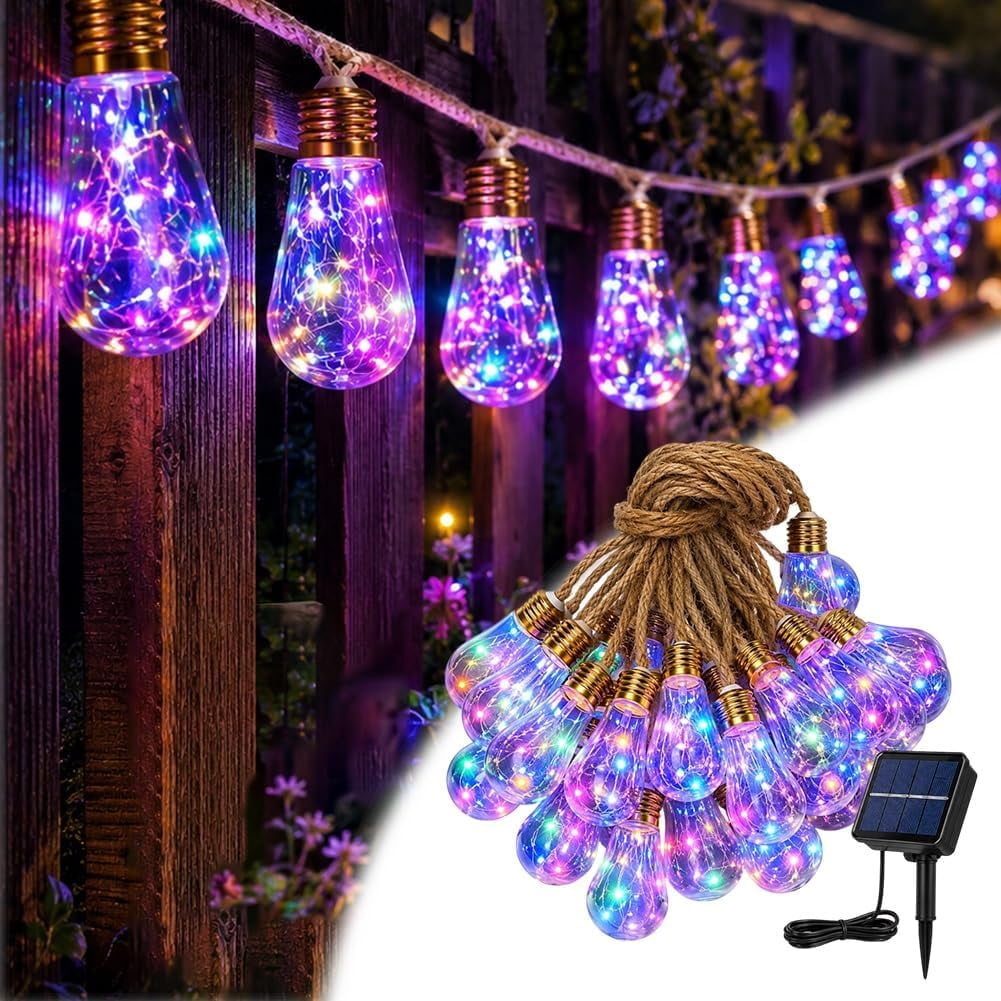 Boho Fairy String Lights, 25FT Solar Outdoor Lights with Remote, 15 ...