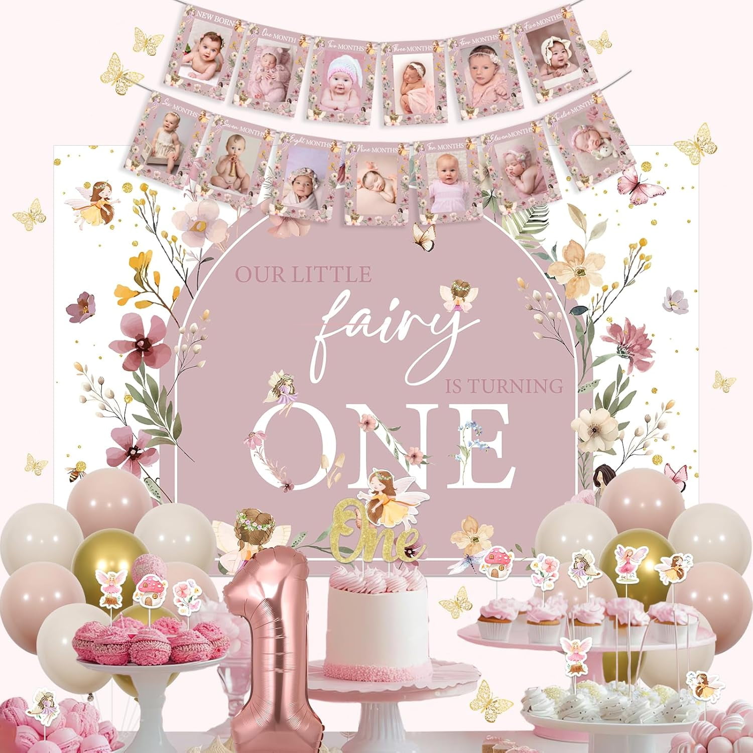 Boho Fairy Themed 1st Birthday Decorations for Girls, Our Little Fairy ...