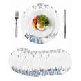 Boho Fall Thanksgiving Round Table Placemats set of 6, White Blue ...