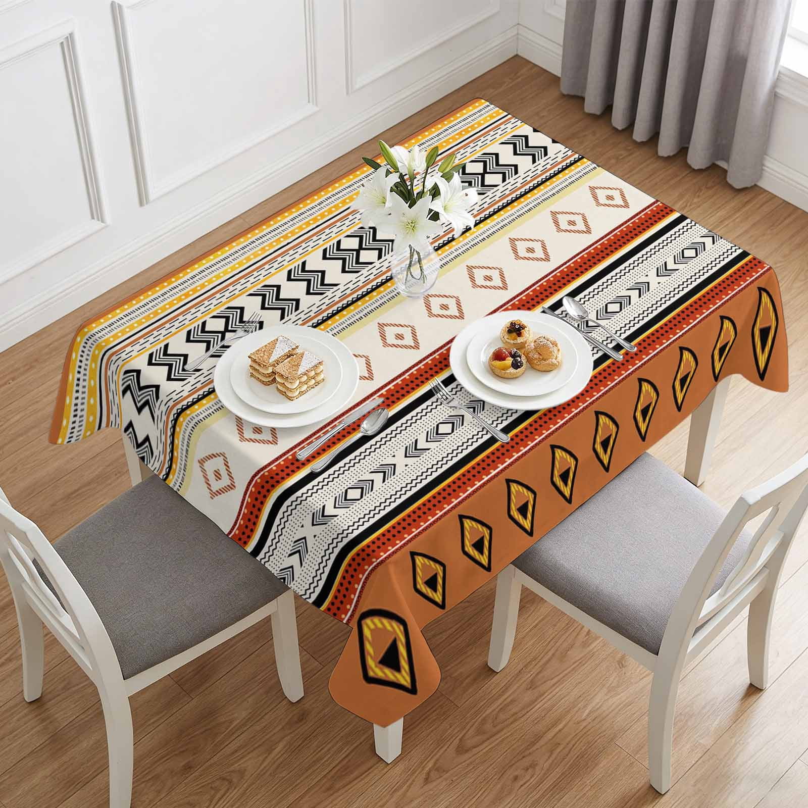 Boho Farm Ethnic Texture Trabal Art Table Cloth 60x84in, Waterproof ...
