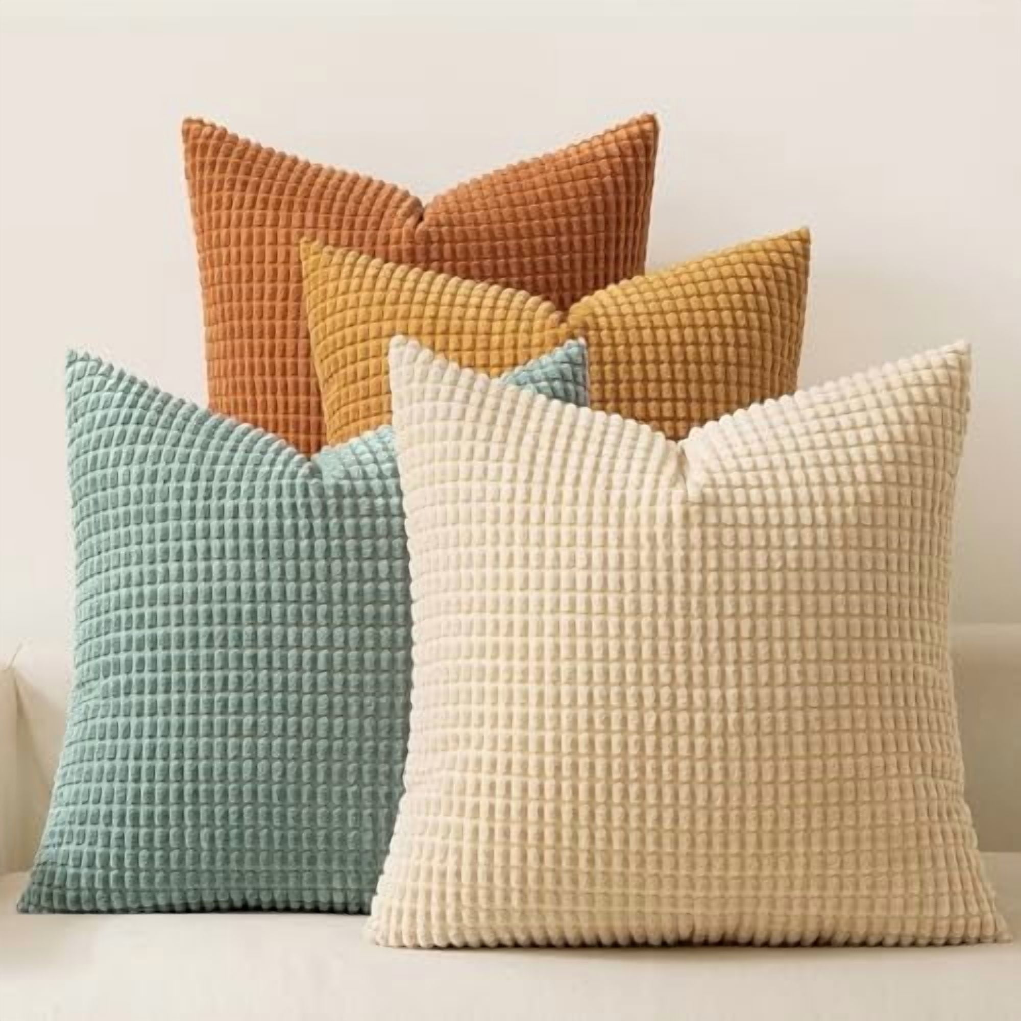 Boho Farmhouse Decorative Pillow Covers 18x18 Inch Set of 4 Rustic ...