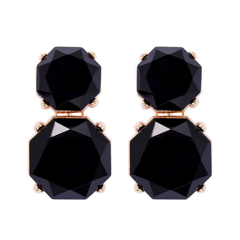 Boho Fashion Women Full Black Rhinestone Geometry Earrings Statement Drop Sparkly Earrings ...