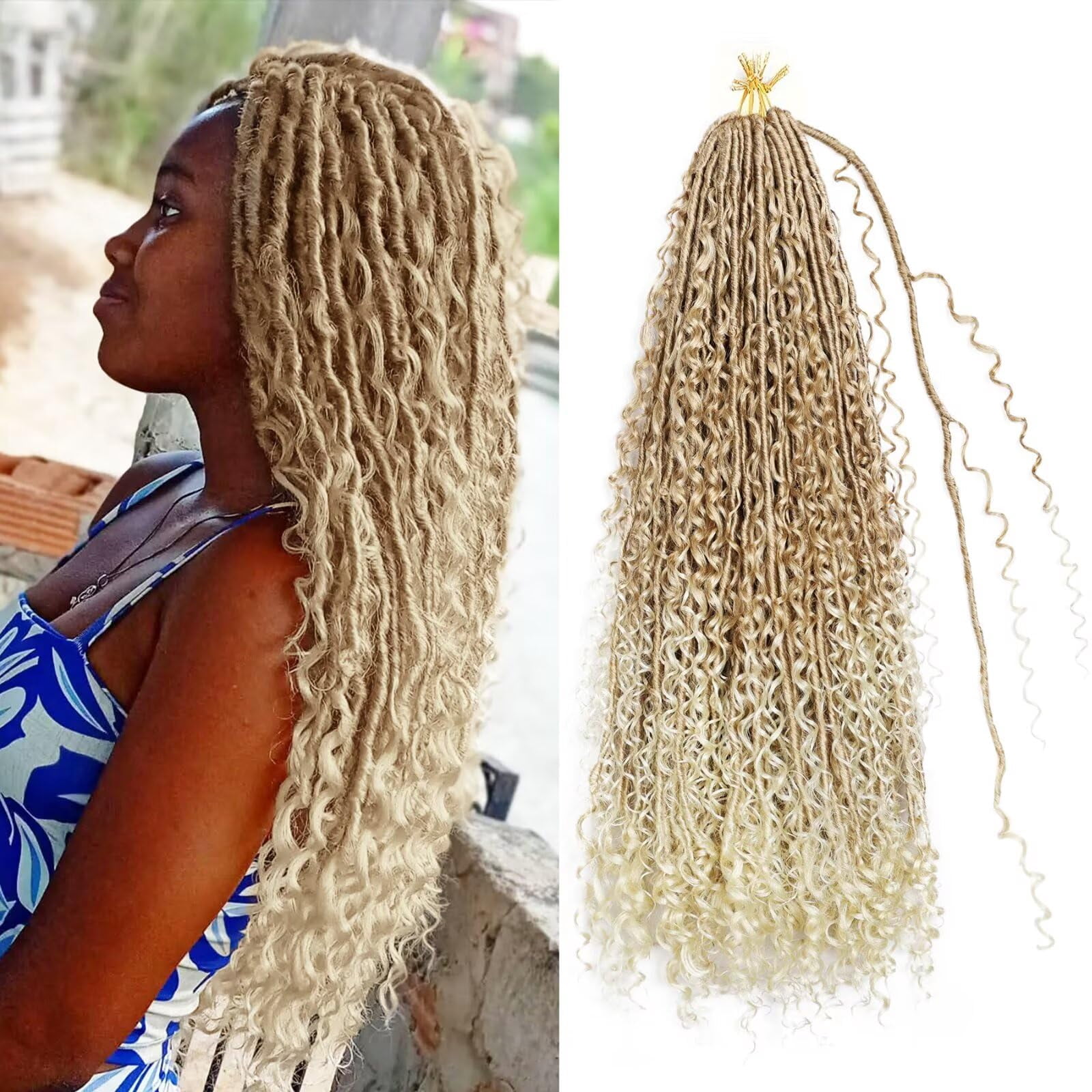 Boho Faux Locs Crochet Hair-30inch Goddess Locs Crochet Hair for Black ...