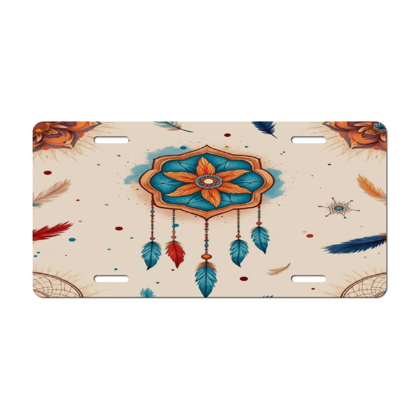 Boho Feather Dreamcatcher Pattern Car Decorative Front License Plate ...