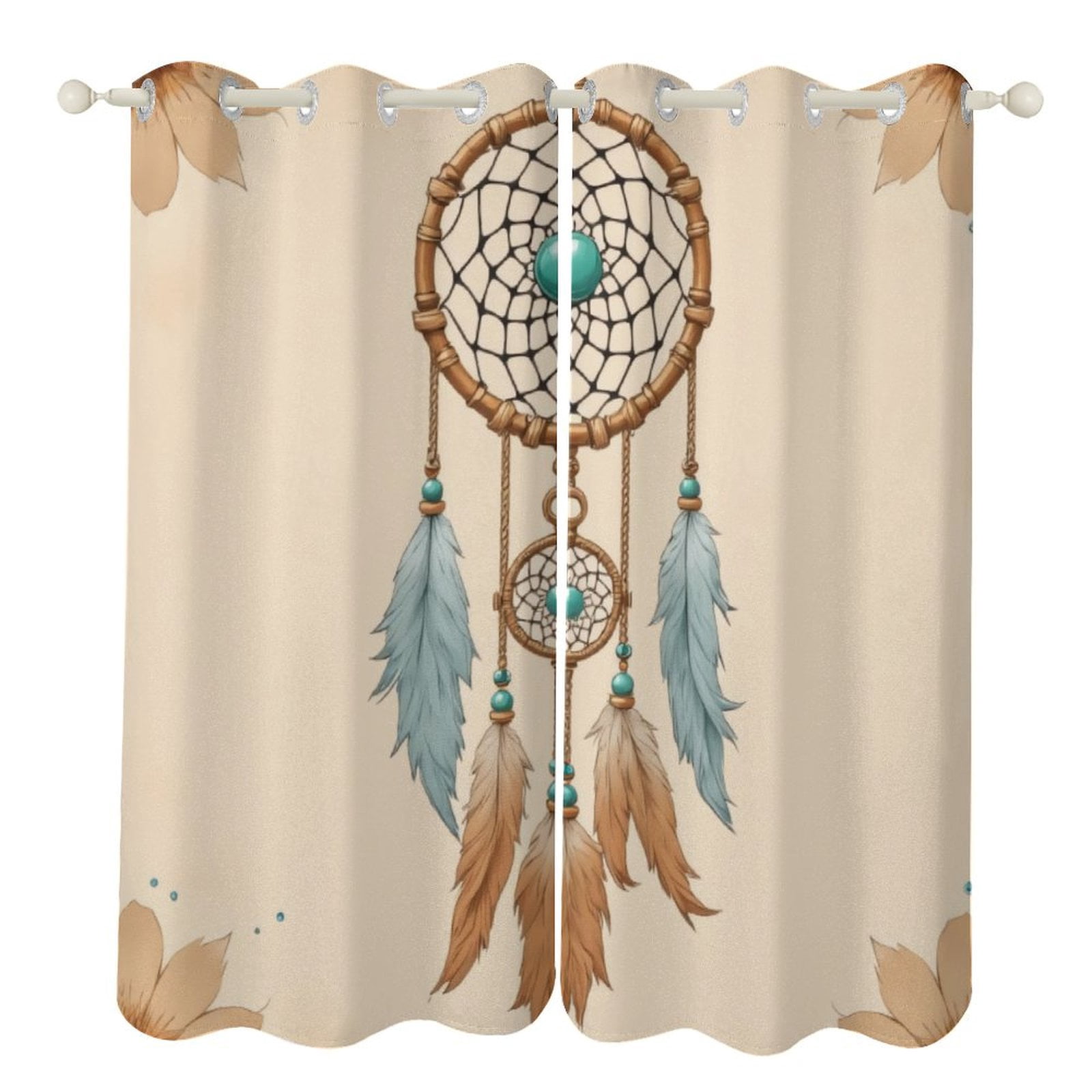 Boho Feather Dreamcatcher Print Luxury Window Curtains Blinds for ...