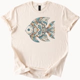 Boho Fish Tshirt Colorful Painted Fish Graphic Tee Unique Ocean Lover ...