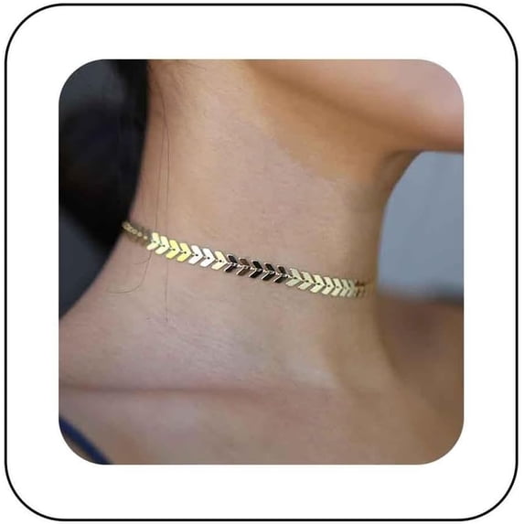 Boho Fishbone Chain Choker Necklace Gold Arrow Collarbone Necklace ...