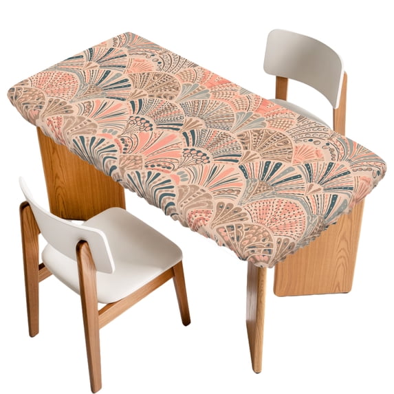 Boho Fitted Rectangle Tablecloth 24" x 36" Vintage Ocean Shell Abstract ...