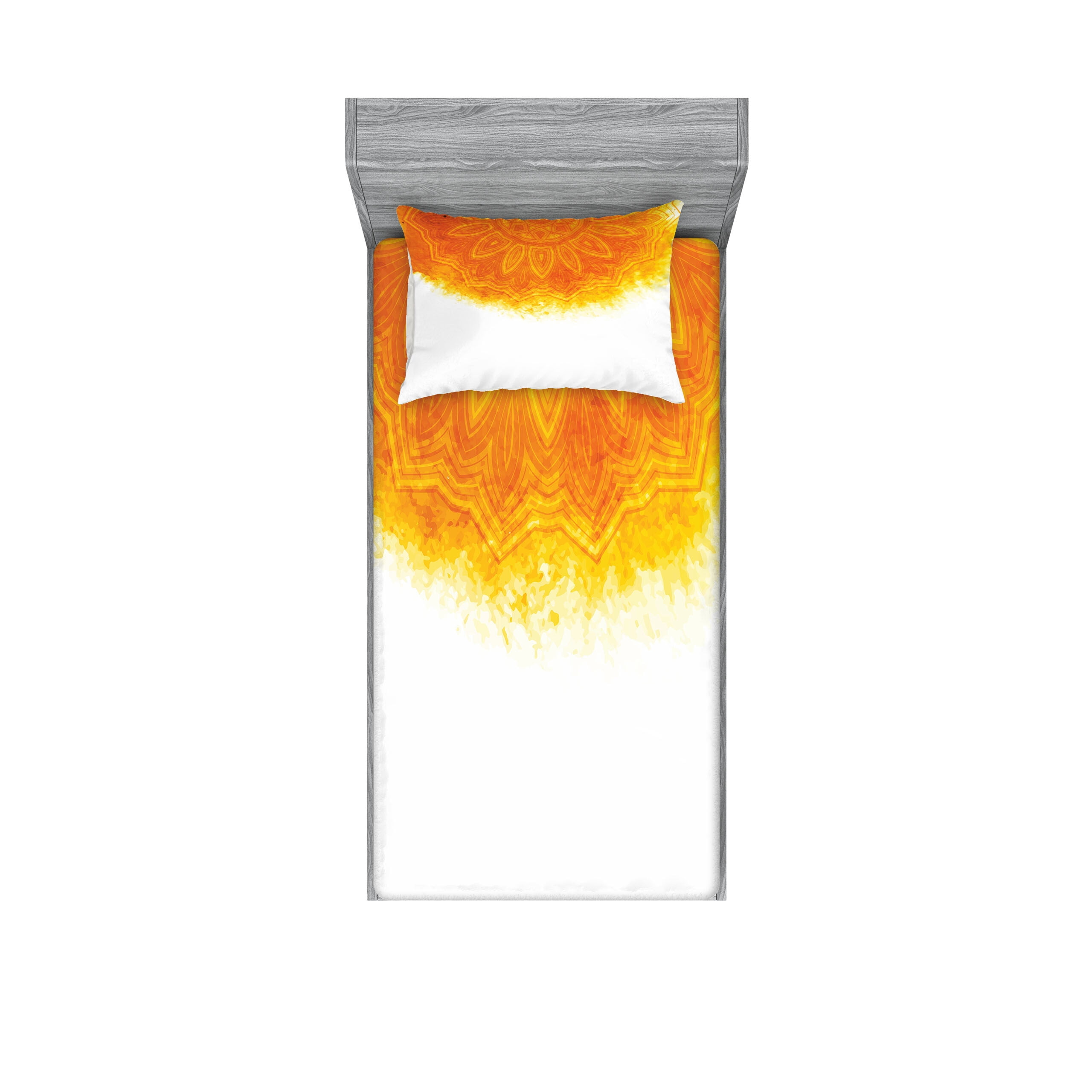 Boho Fitted Sheet & Pillow Sham Set, Bohemian Style Round Tribal Motif ...