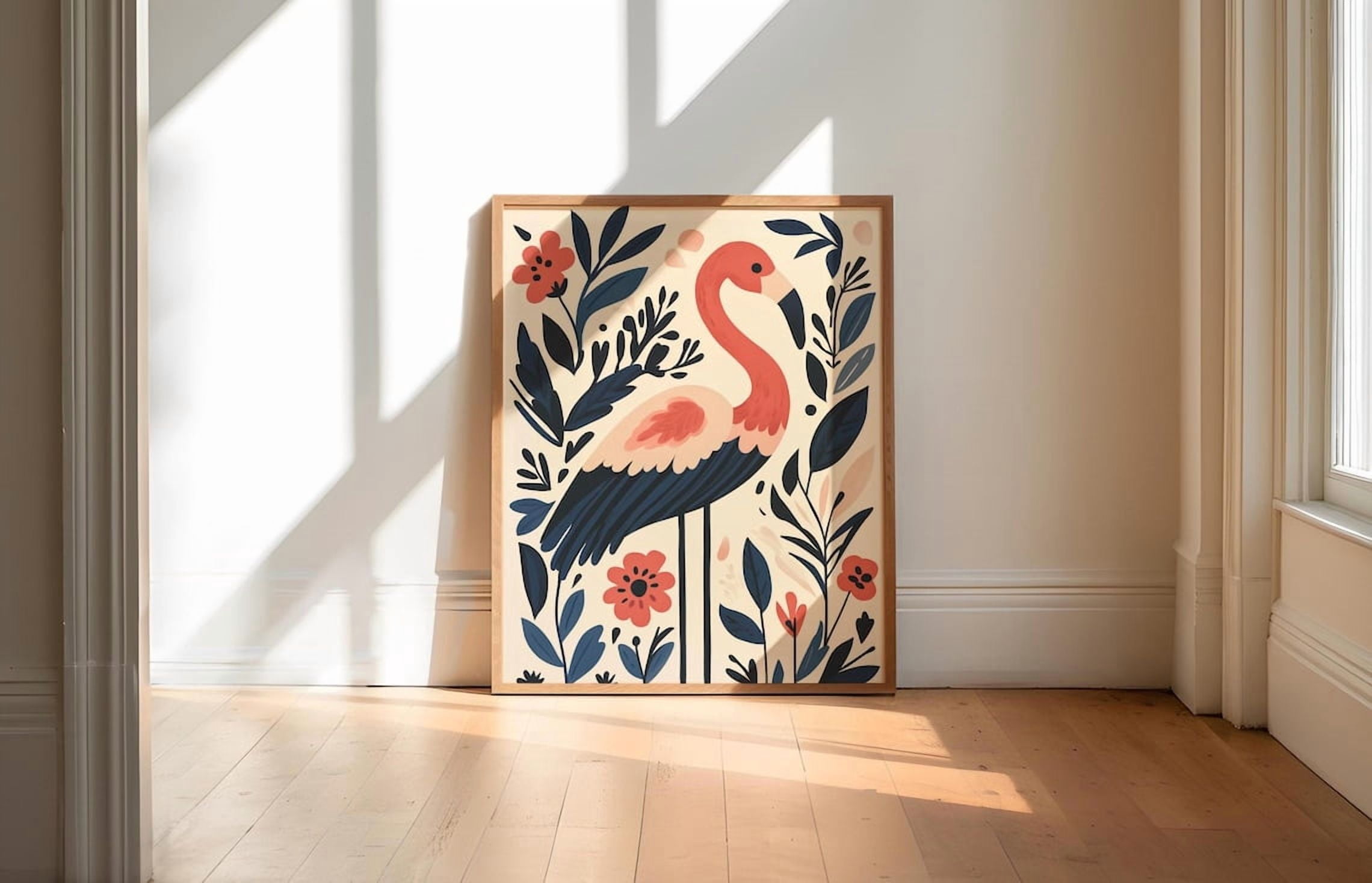 Boho Flamingo Wall Art Print Tropical Botanical Illustration With ...