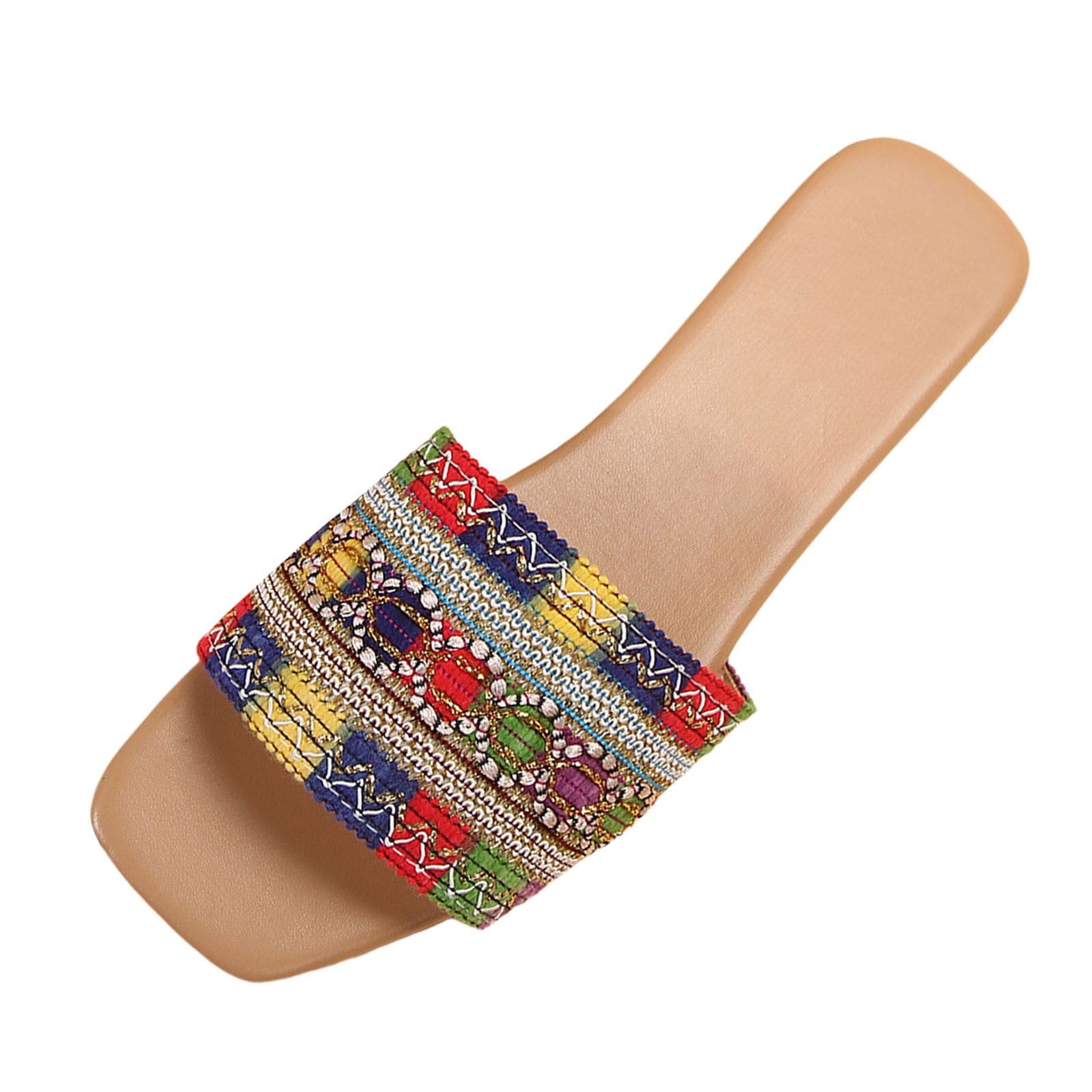 Boho Flats Slip on Sandals for Women 2025 Summer Ethnic Colorful ...