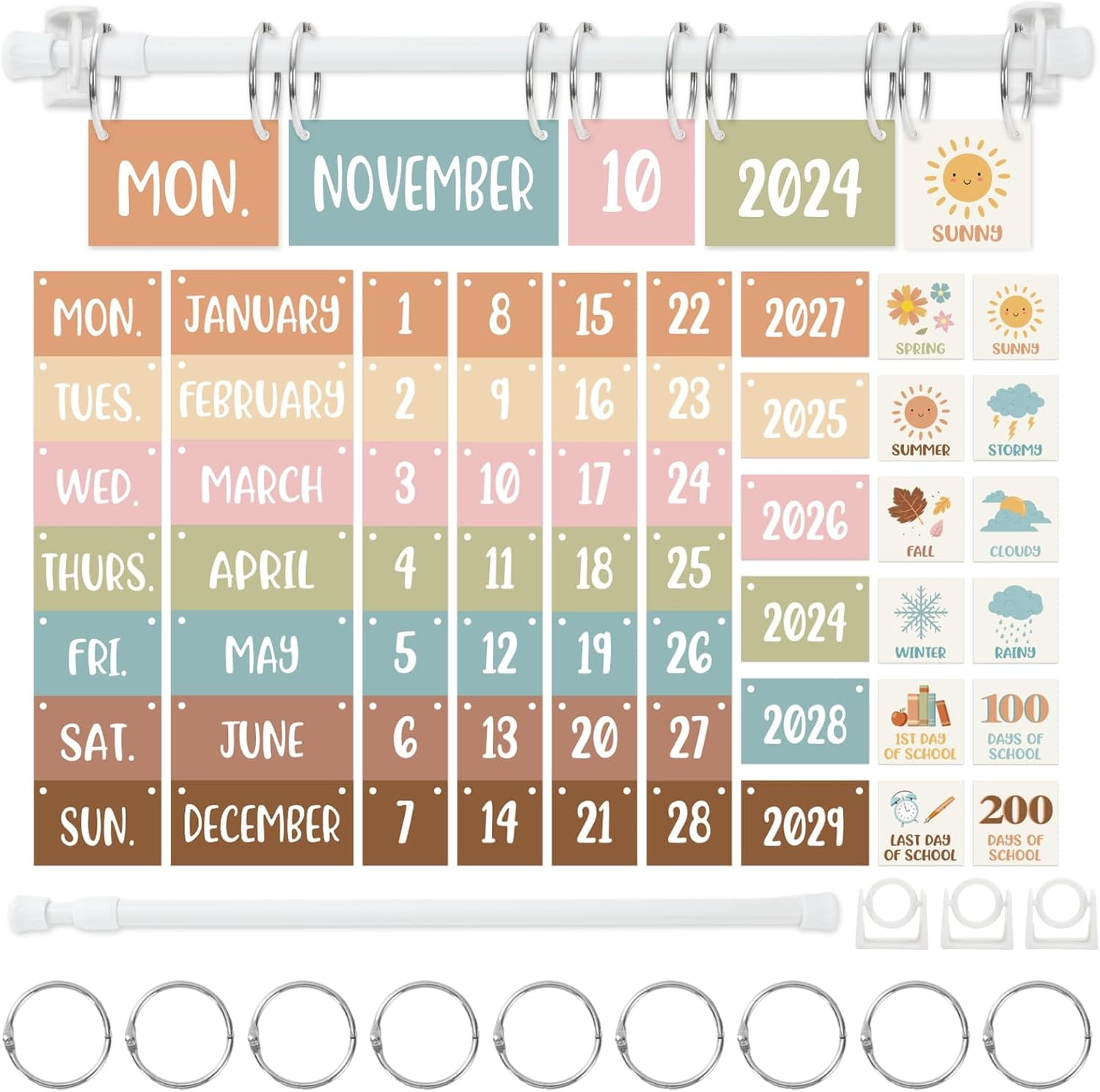 Boho Flip Calendar for Classroom Boho Calendar Bulletin Board Set with ...