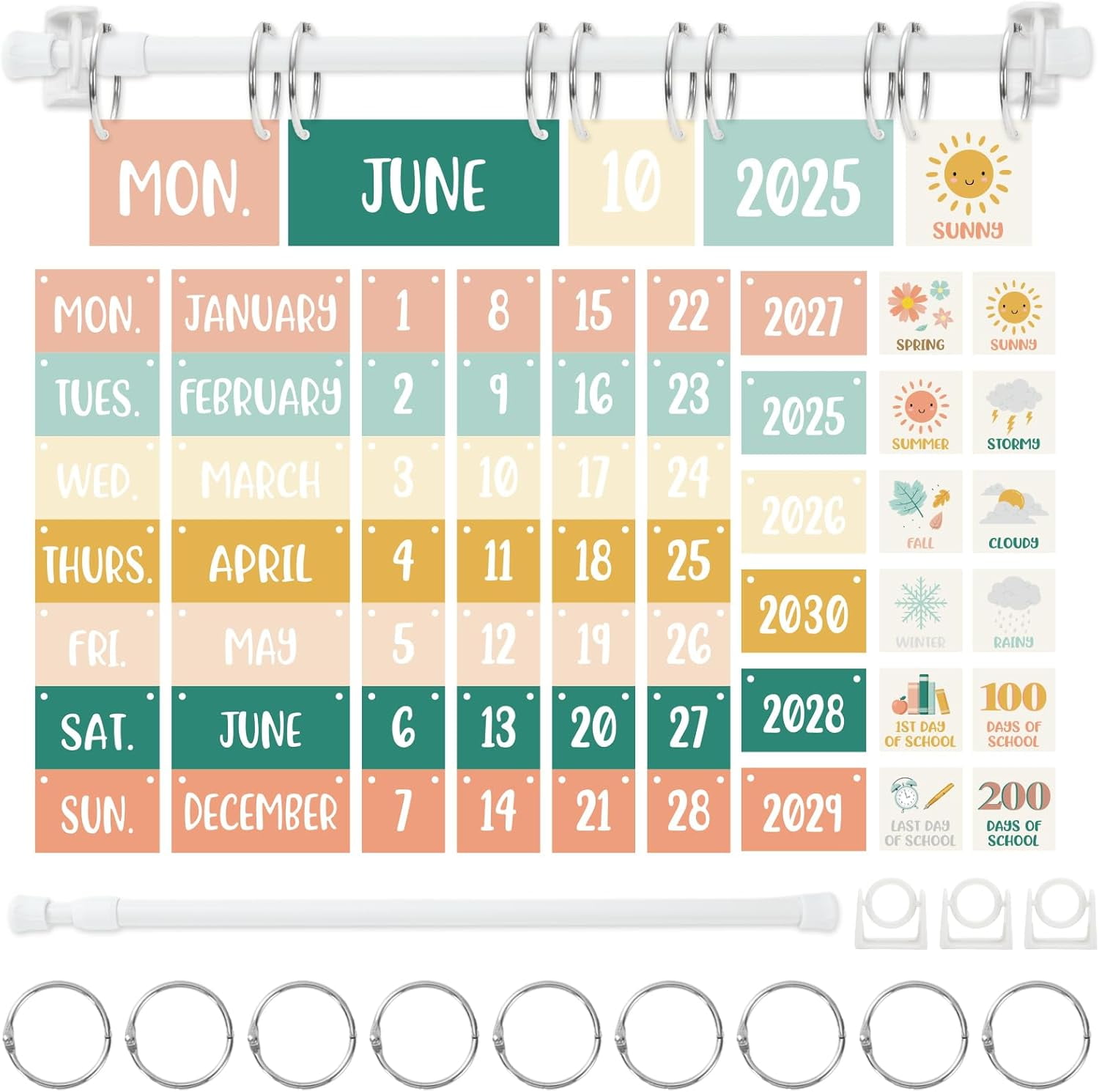 Boho Flip Calendar for Classroom Boho Calendar Bulletin Board Set with ...
