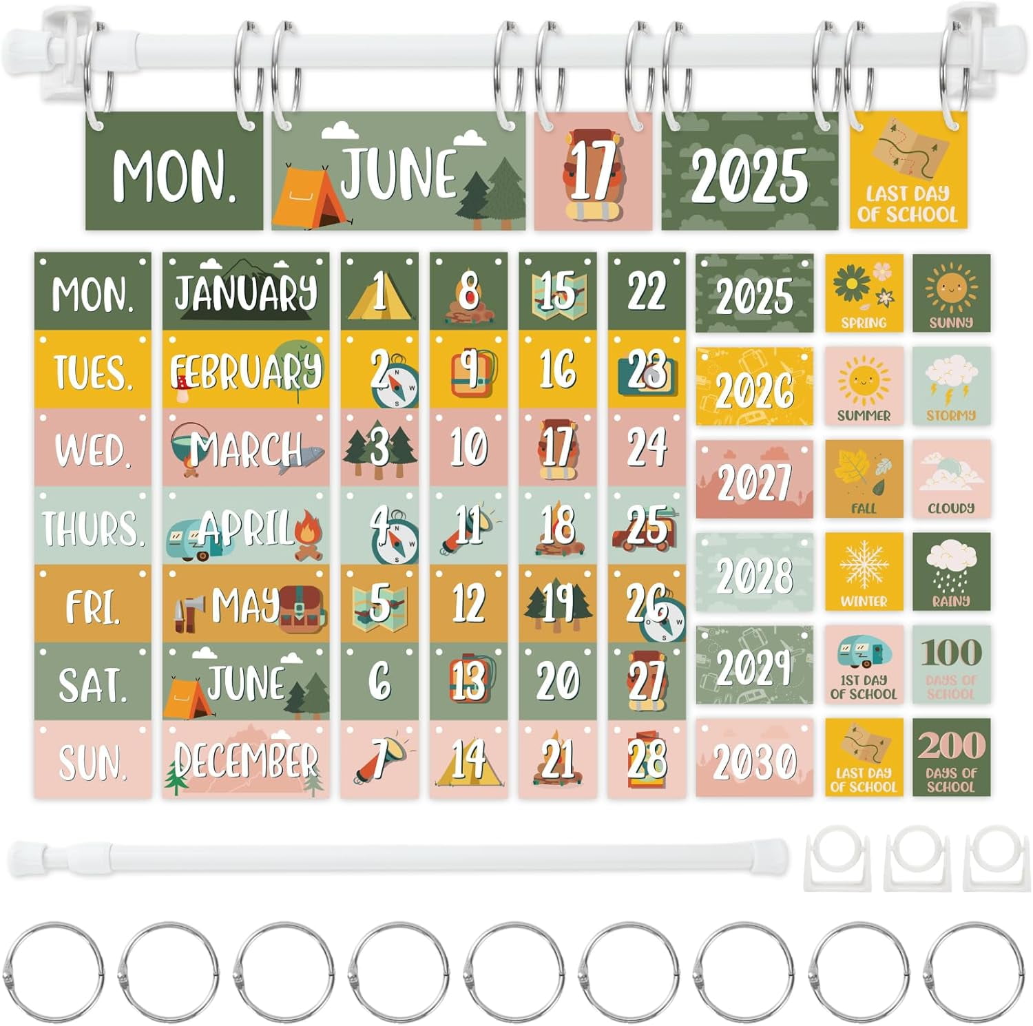 Boho Flip Calendar for Classroom Boho Calendar Bulletin Board Set with ...
