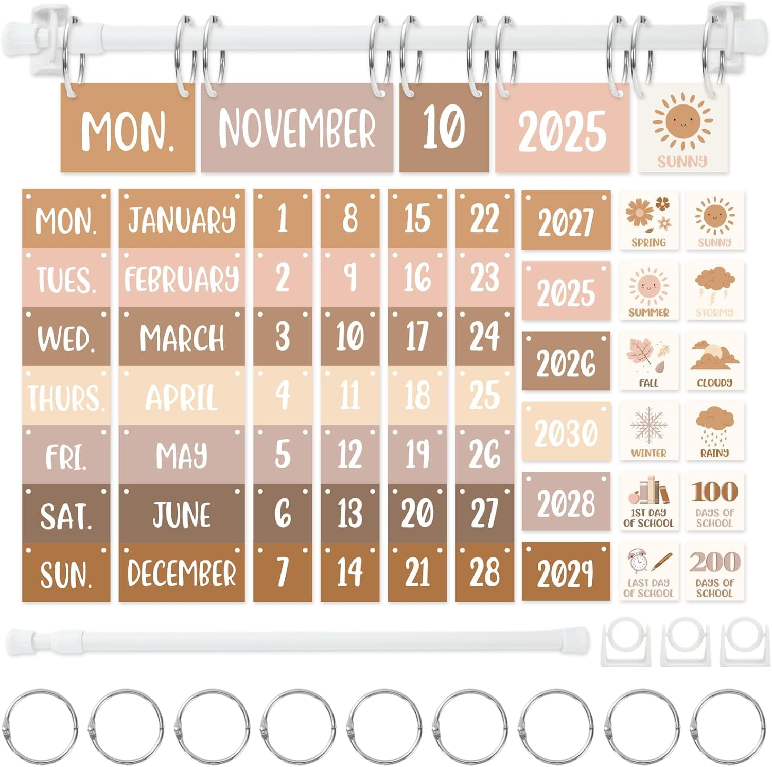 Boho Flip Calendar for Classroom Boho Calendar Bulletin Board Set with ...